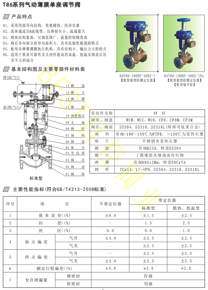 北四特-T86系列气动薄膜单座调节阀- 单座调节阀-电磁阀,电动阀,气动阀,安全阀,调节阀,球阀,蝶阀,止回阀—上海北四特自控阀门